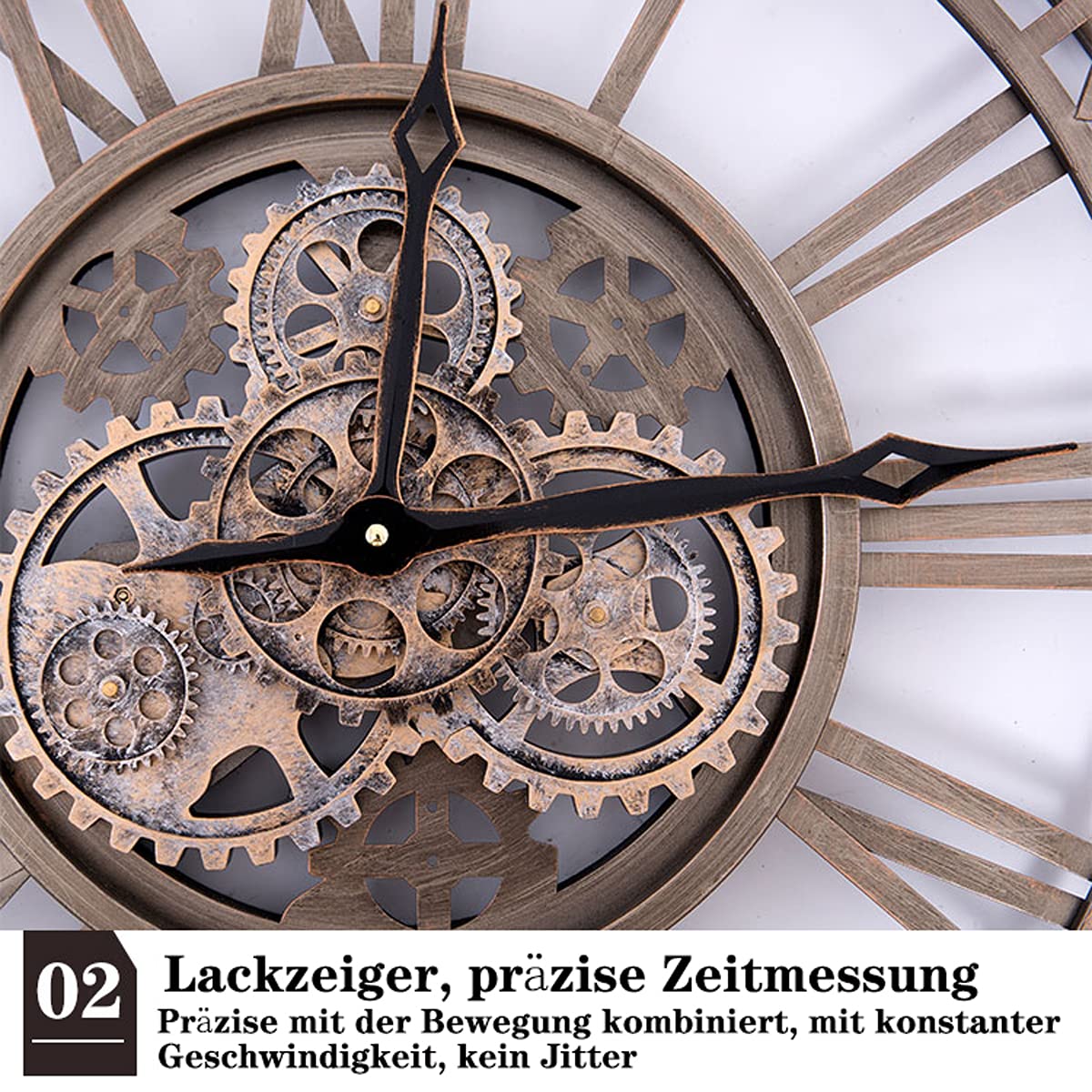 Retro Farmhouse Wall Clock with Mechanical Gears – Retro Design Atelier